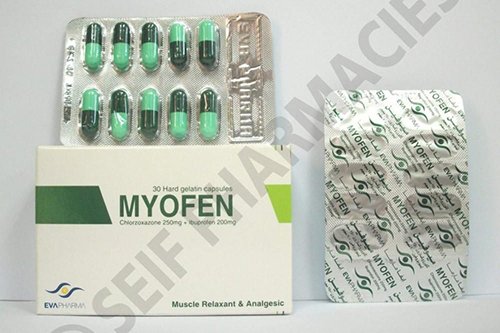 سعر ودواعي استخدام ميوفين دواء مسكن للالم وباسط للعضلات Myofen Capsules